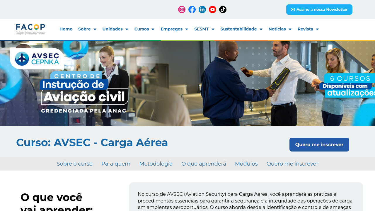 Curso AVSEC para Carga Aérea